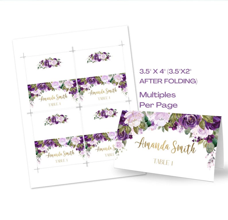 Place Card Editable Template, Table Name Card, Printable Seat Cards ...