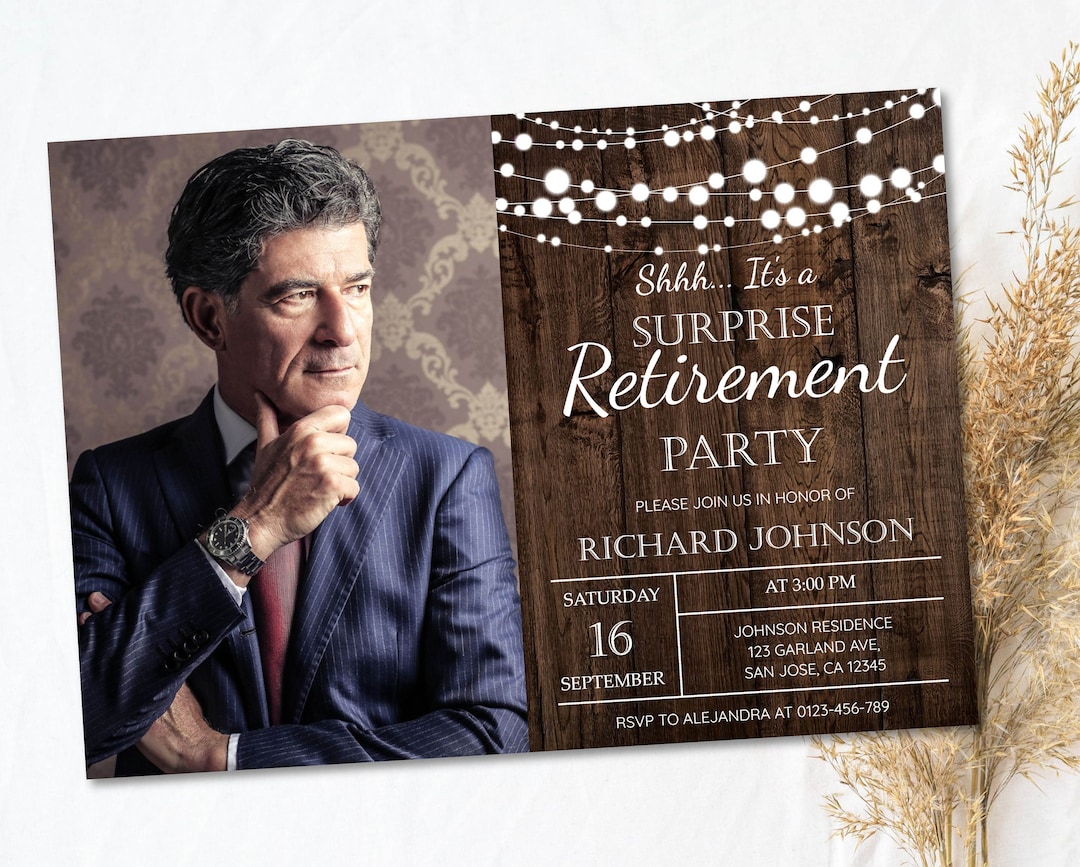 Retirement Invitations for Men, Surprise Retirement Party Invite With ...