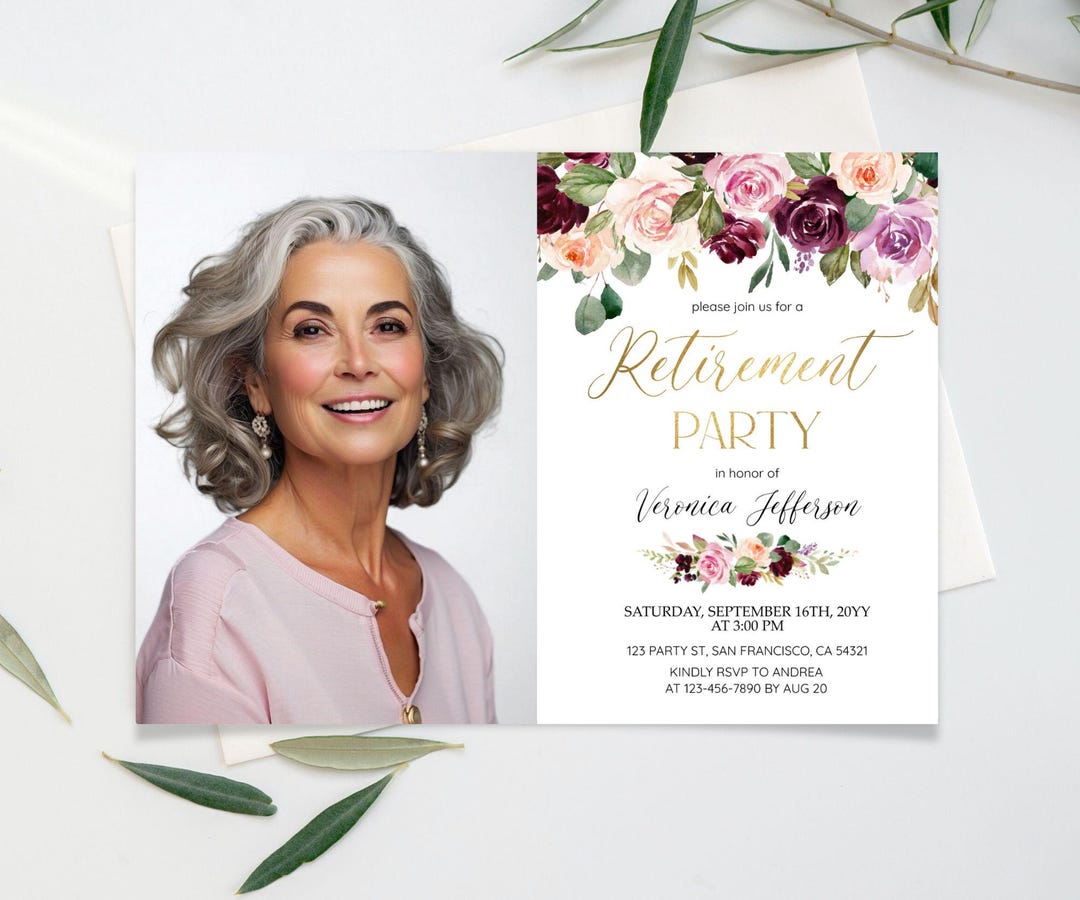 Retirement Invitation for Women, Retirement Party Photo Invite Digital ...