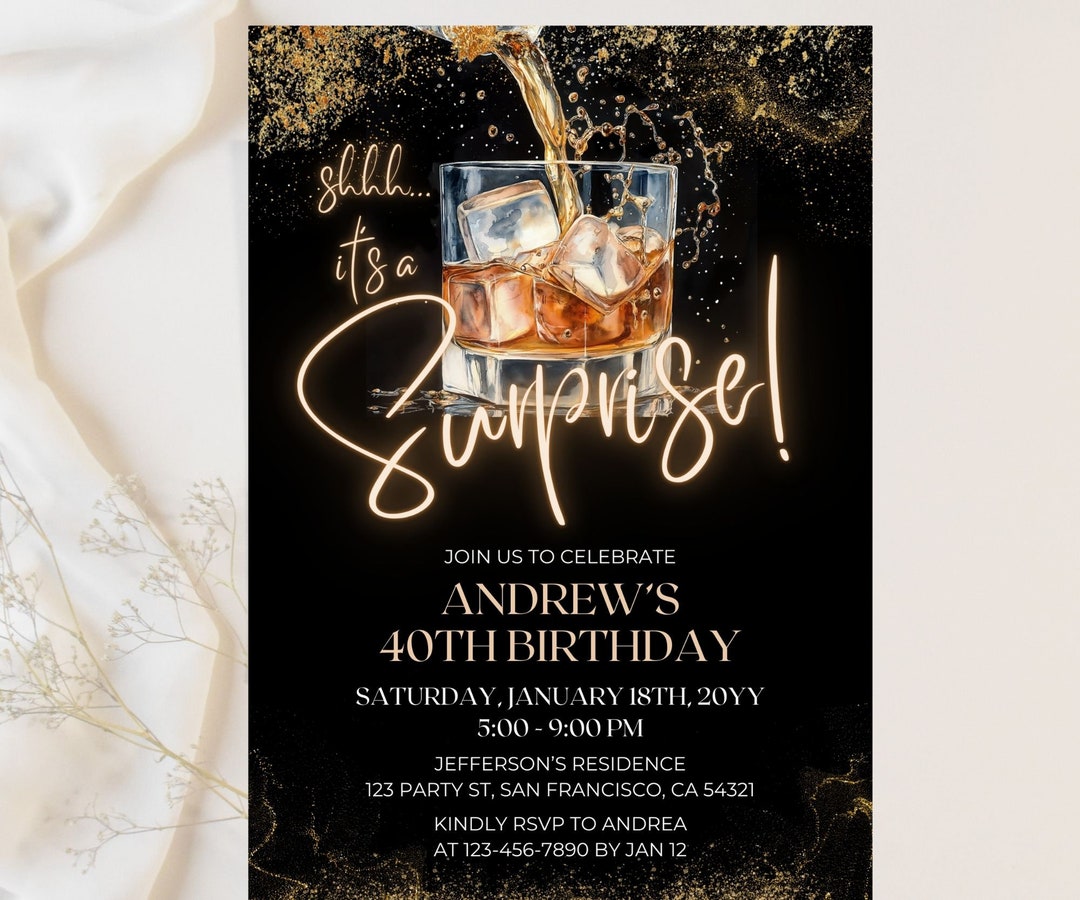 Surprise 40th Birthday Invitation for Men Any Age 50th Birthday Invite ...