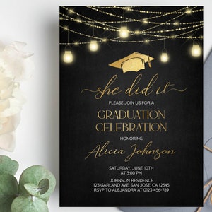 She Did It Graduation Invitation Template, Printable Graduation Party ...