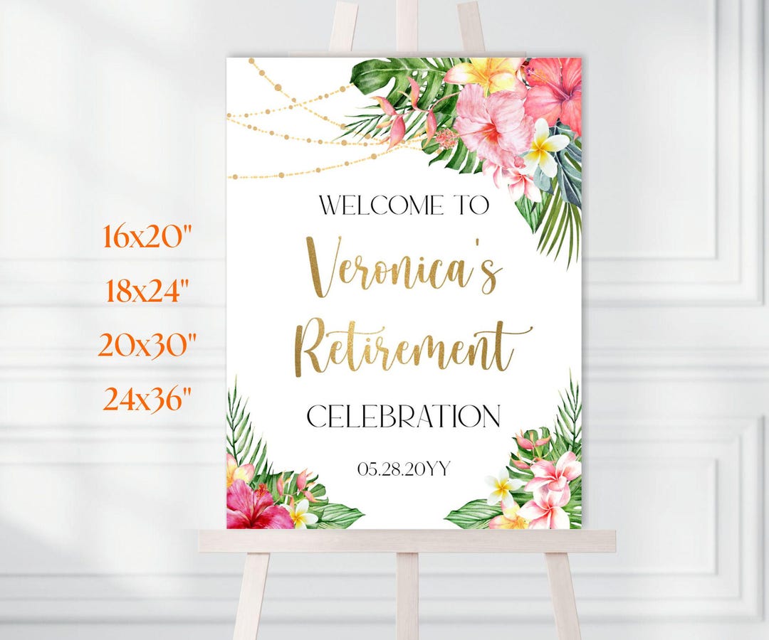 Retirement Party Welcome Sign Template, Tropical Retirement Party ...