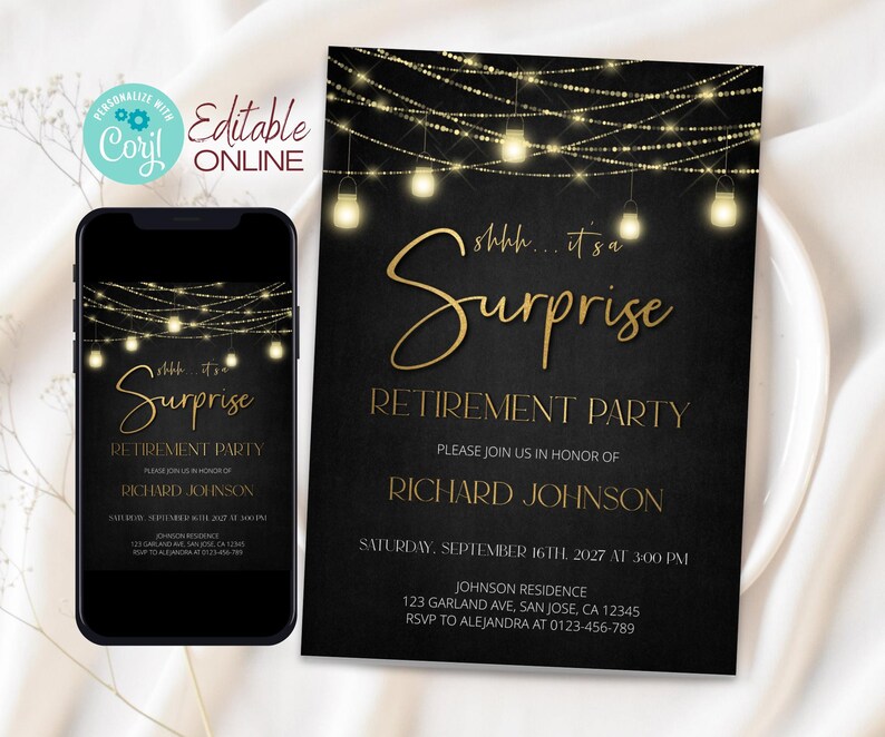 Editable Surprise Retirement Party Invitation Template, Retirement ...