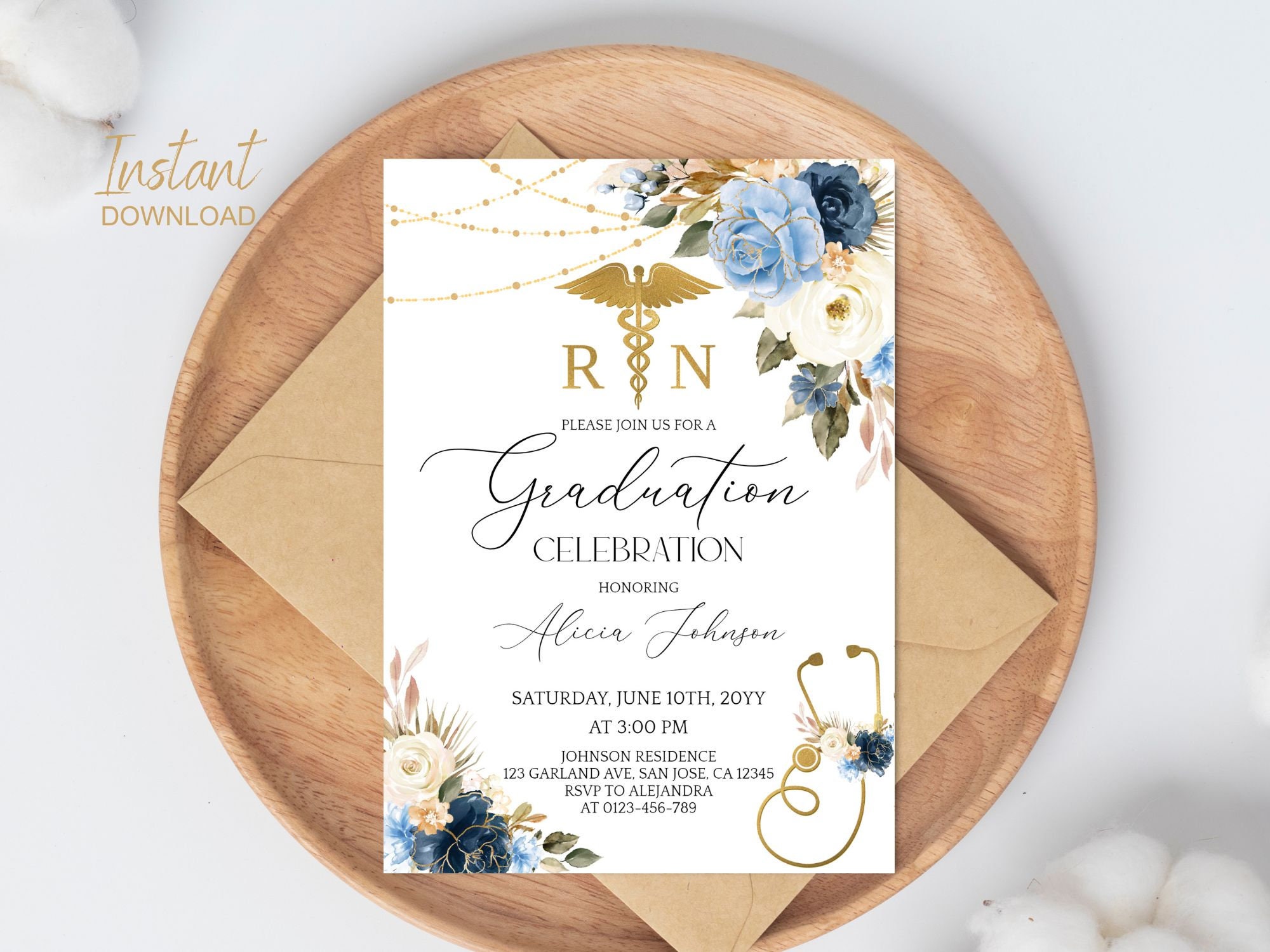 Editable Nursing Graduation Invitation With Photo, Registered Nurse ...