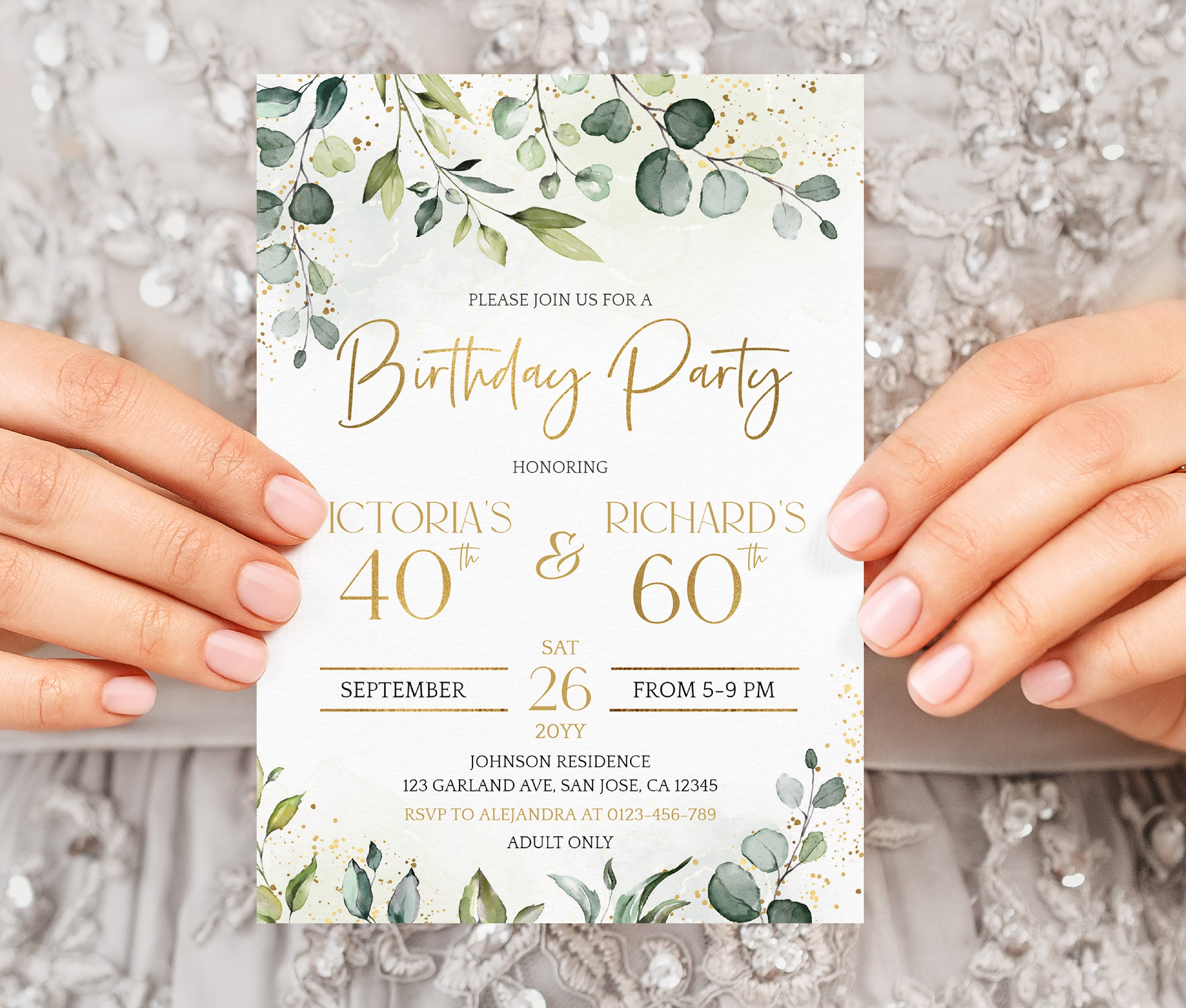 Adult Dual Joint Birthday Invitation Combined Birthday Party Double ...