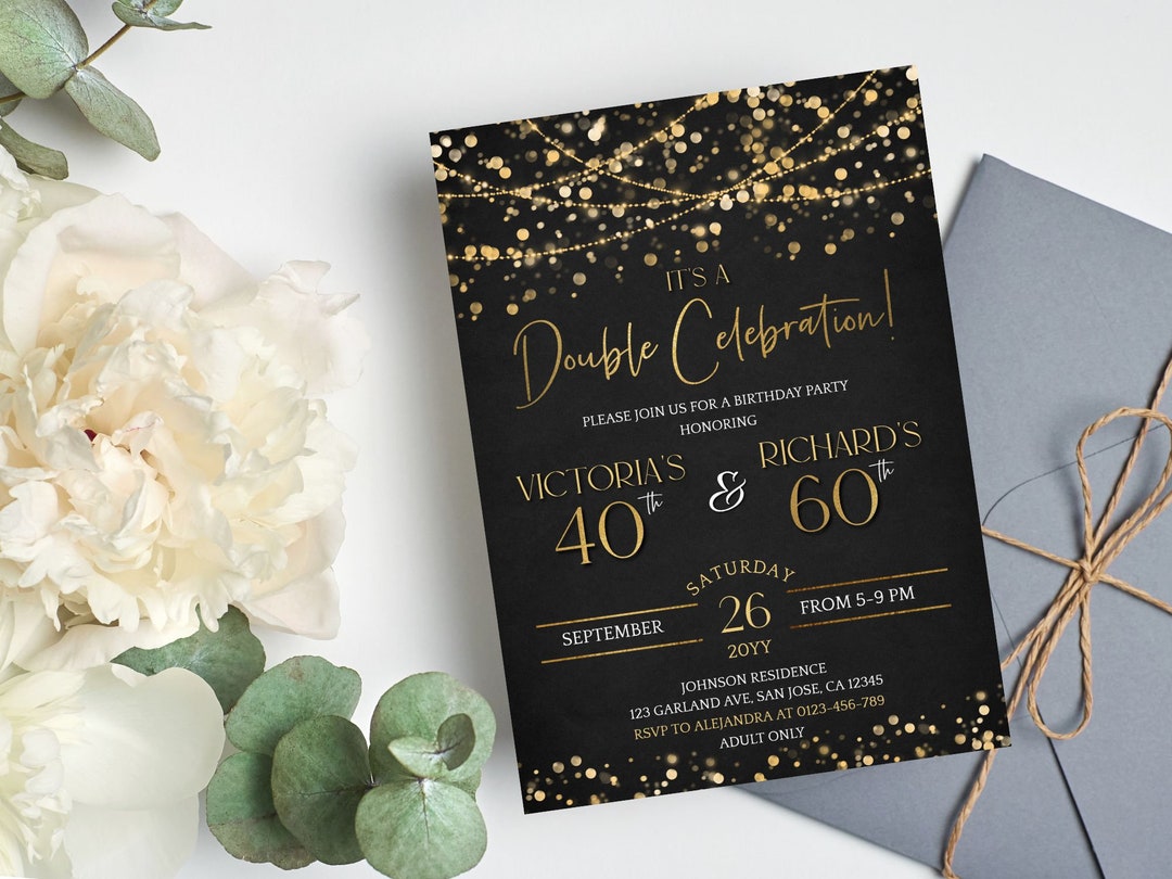 Double Celebration Joint Birthday Party Invitation Any Age Combined ...
