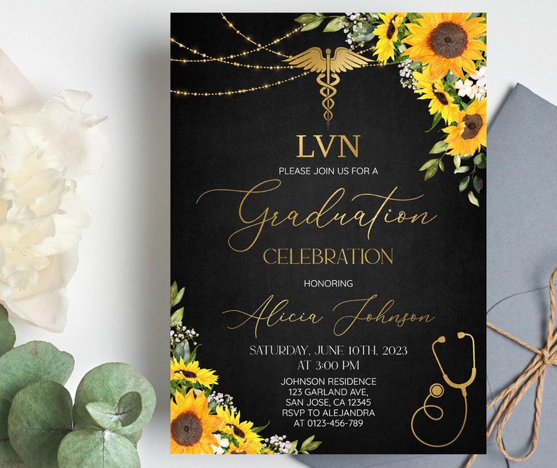 Editable Nursing Graduation Invitation, Registered Nurse Invitation, RN ...