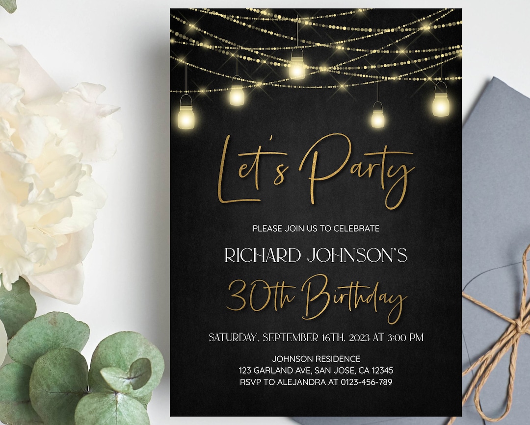 Editable Adult Birthday Invitation Template, Let's Party Birthday ...
