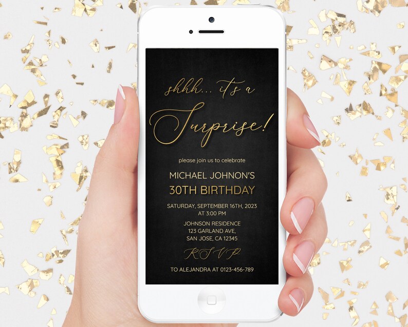 Editable Surprise Party Invite, Shhh... It's a Surprise Invite, Text ...