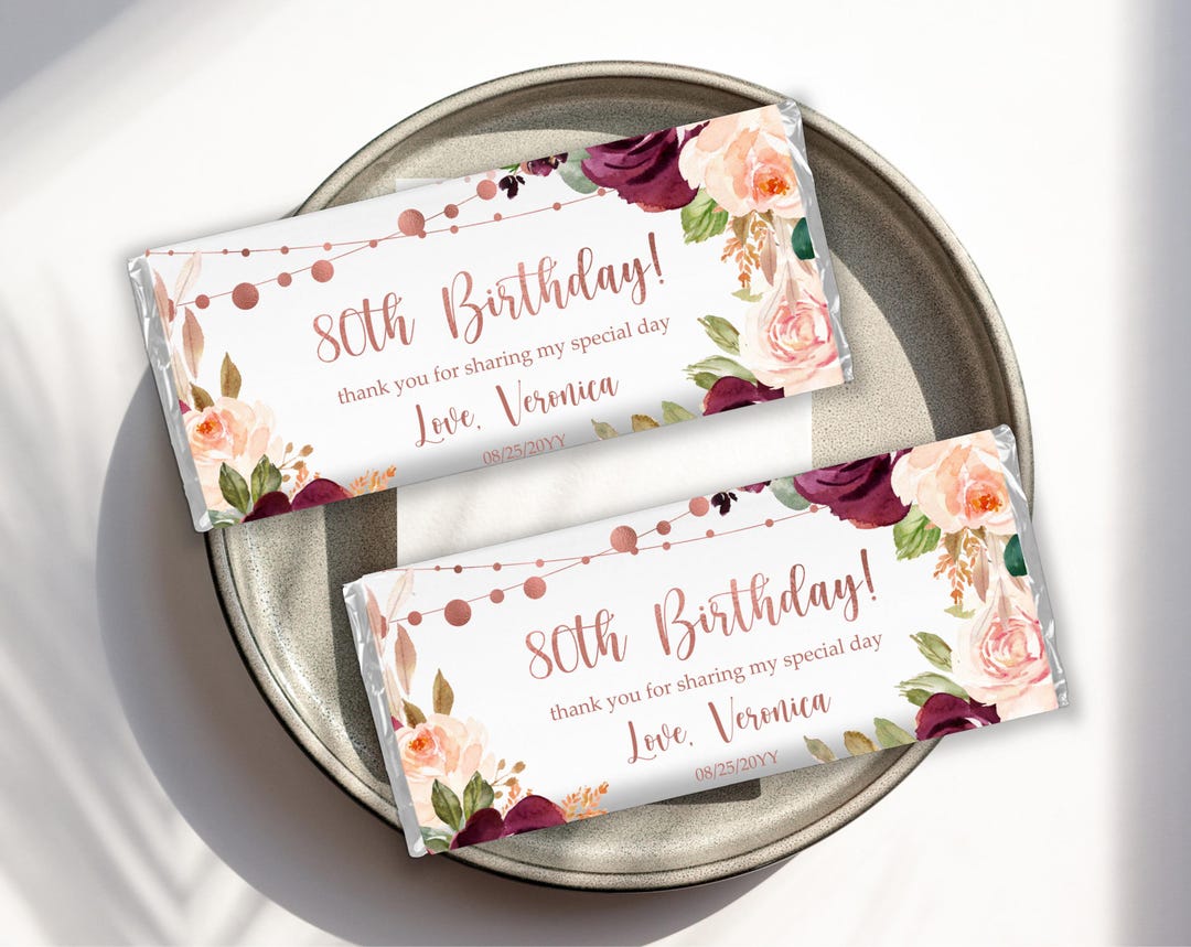 Editable Chocolate Bar Wrapper Template, Birthday Candy Bar Favor ...