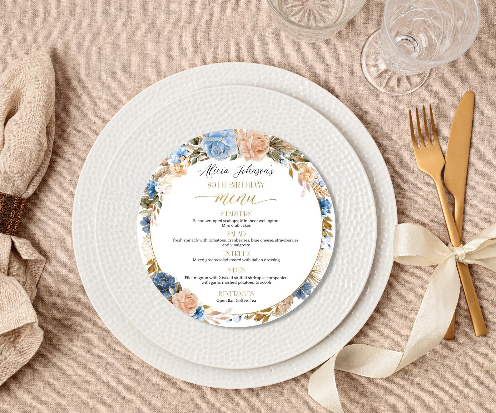 Editable Round Menu Template, Circle Dinner Menu Card, Plate Menu ...