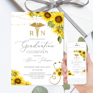 Editable Nursing Graduation Invitation, Registered Nurse Invitation, RN ...