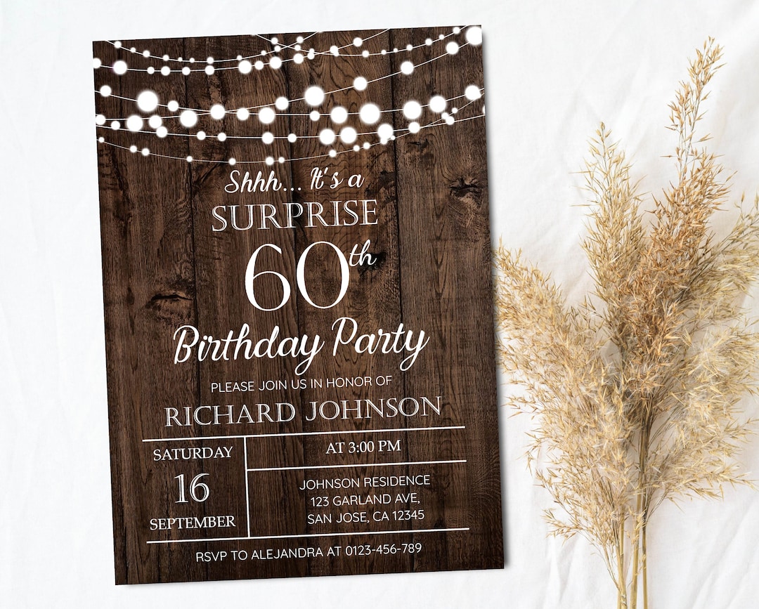 60th Surprise Birthday Invitation Digital Template, Surprise Party ...