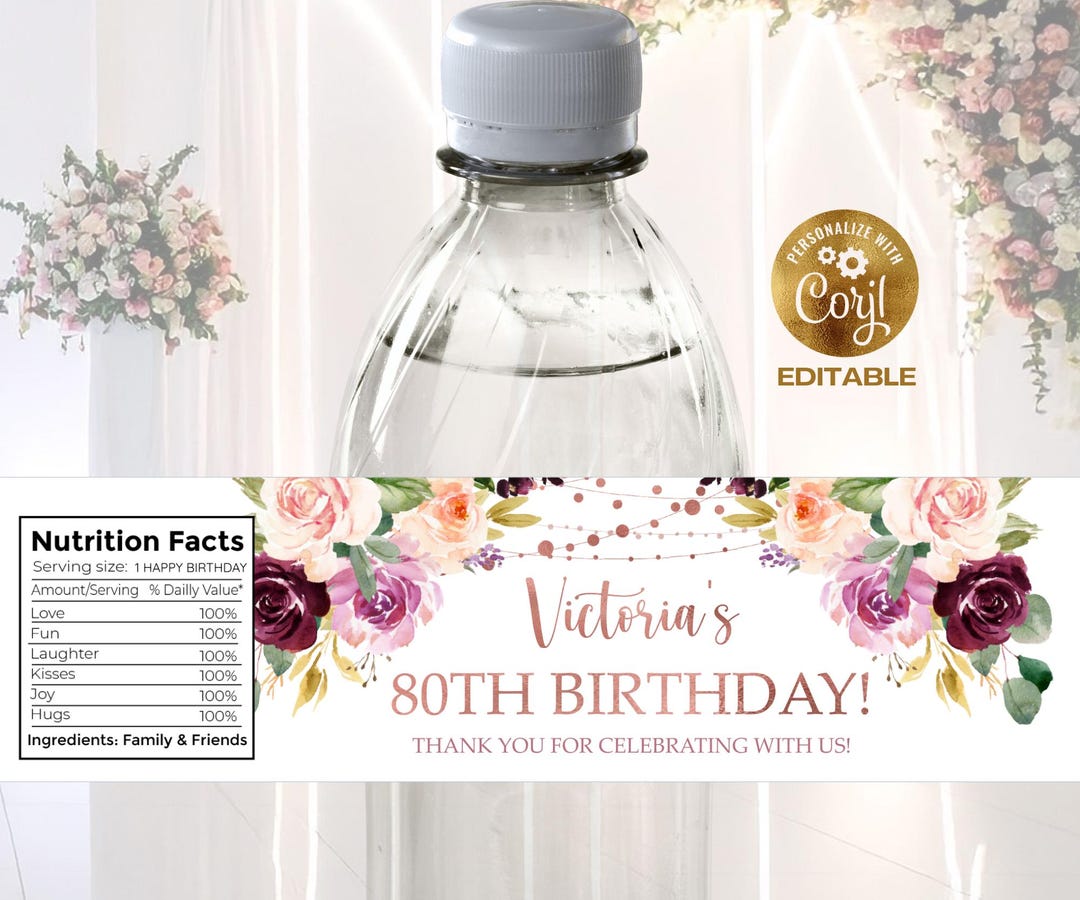 Editable Water Bottle Label Template | Water Bottle Sticker Label ...