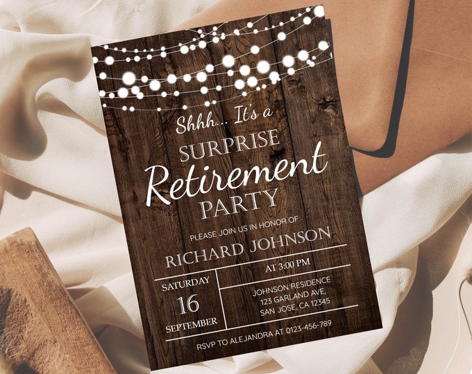 Editable Surprise Retirement Party Invitation Template, Retirement ...