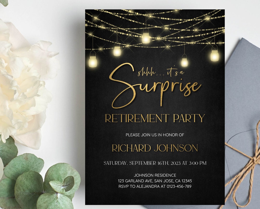 Editable Surprise Retirement Party Invitation Template, Retirement ...
