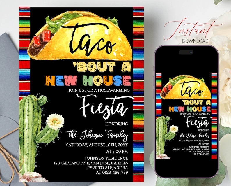 Editable Taco Bout Housewarming Party Invitation Digital. House Warming ...