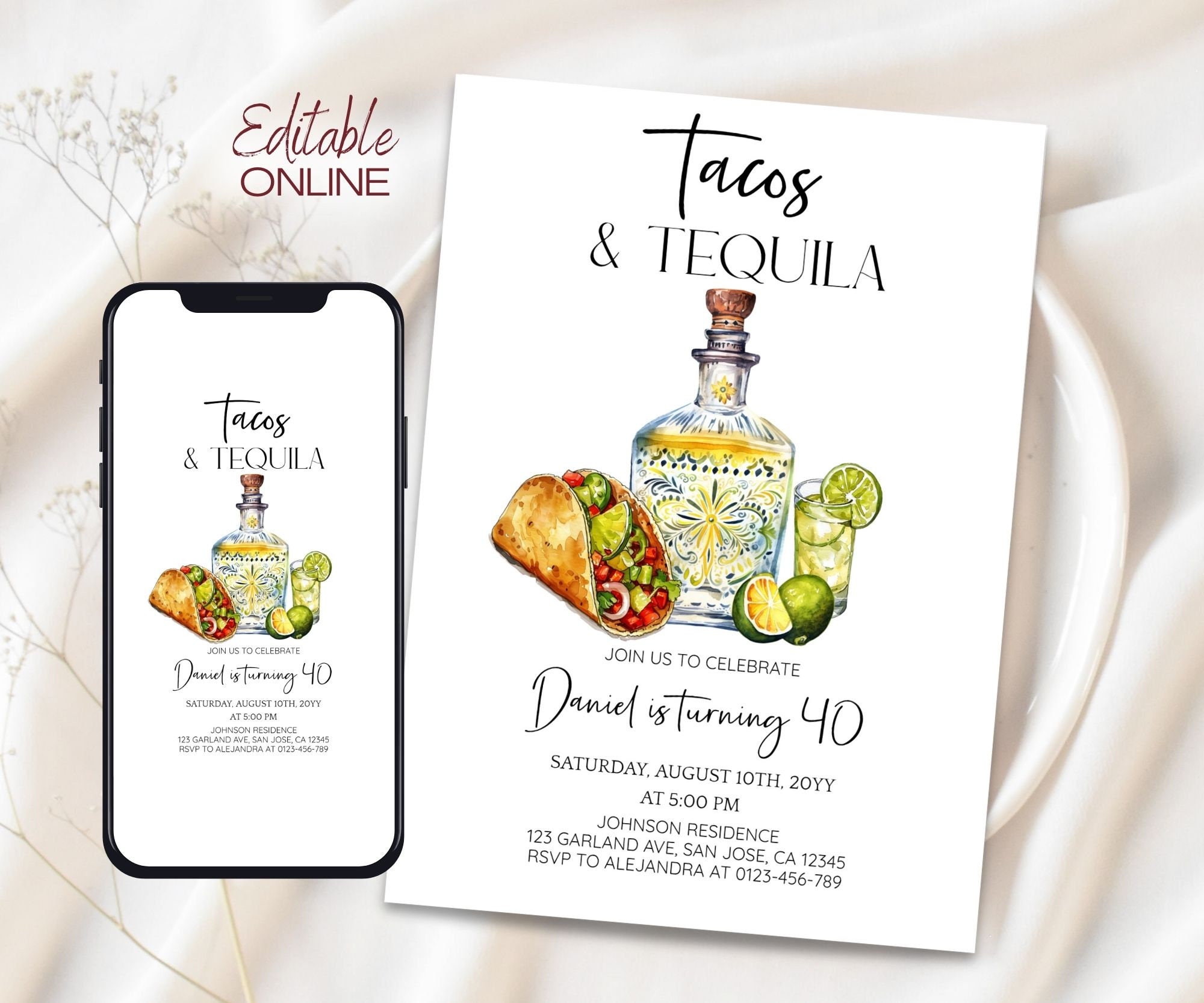 Tacos and Tequila Birthday Invitation Template, Mexican Theme Fiesta ...