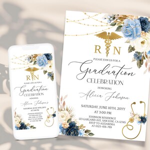 Editable Nursing Graduation Invitation, Registered Nurse Invitation, RN ...
