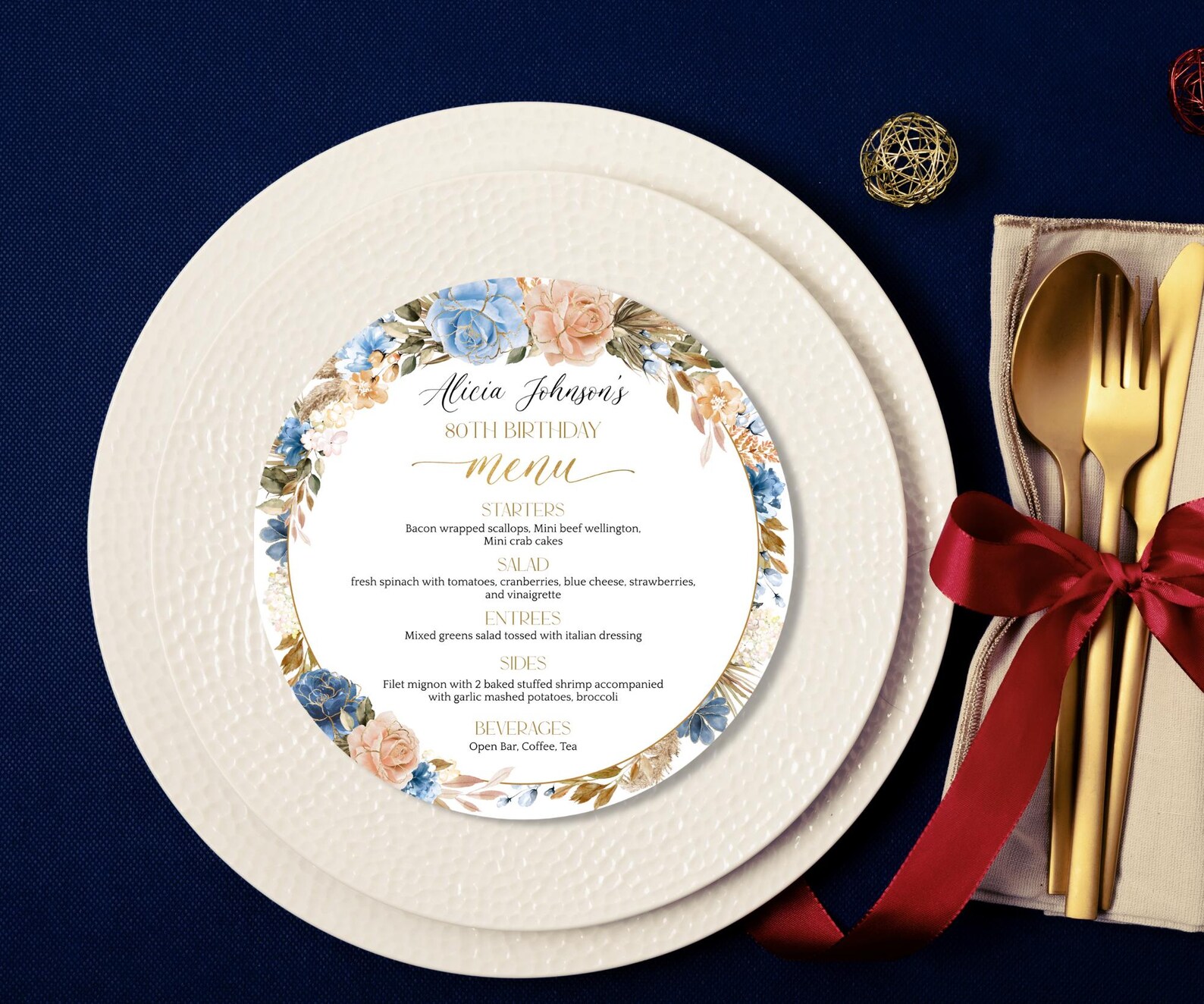 Editable Round Menu Template, Circle Dinner Menu Card, Plate Menu ...