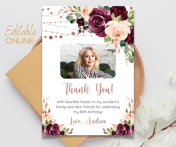 Adult Birthday Thank You Card Wording