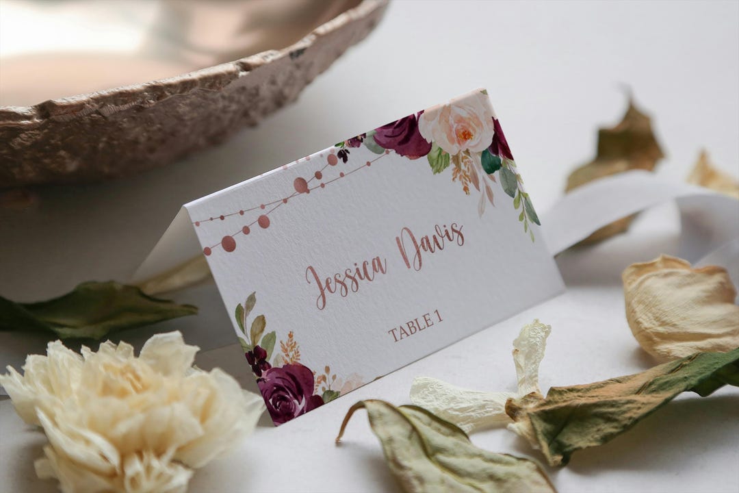 Place Card Editable Template, Table Name Card, Printable Seat Cards ...