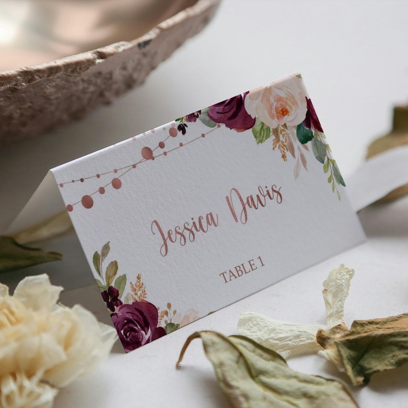 Burgundy Place Cards - Etsy