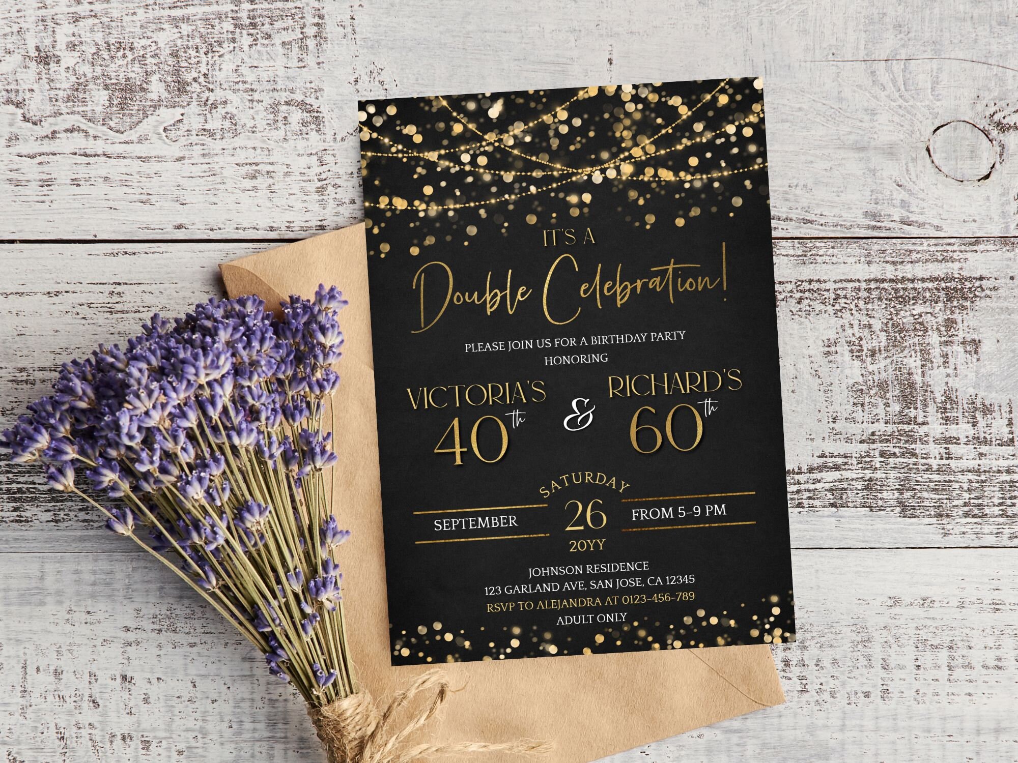 Double Celebration Joint Birthday Party Invitation Any Age Combined ...