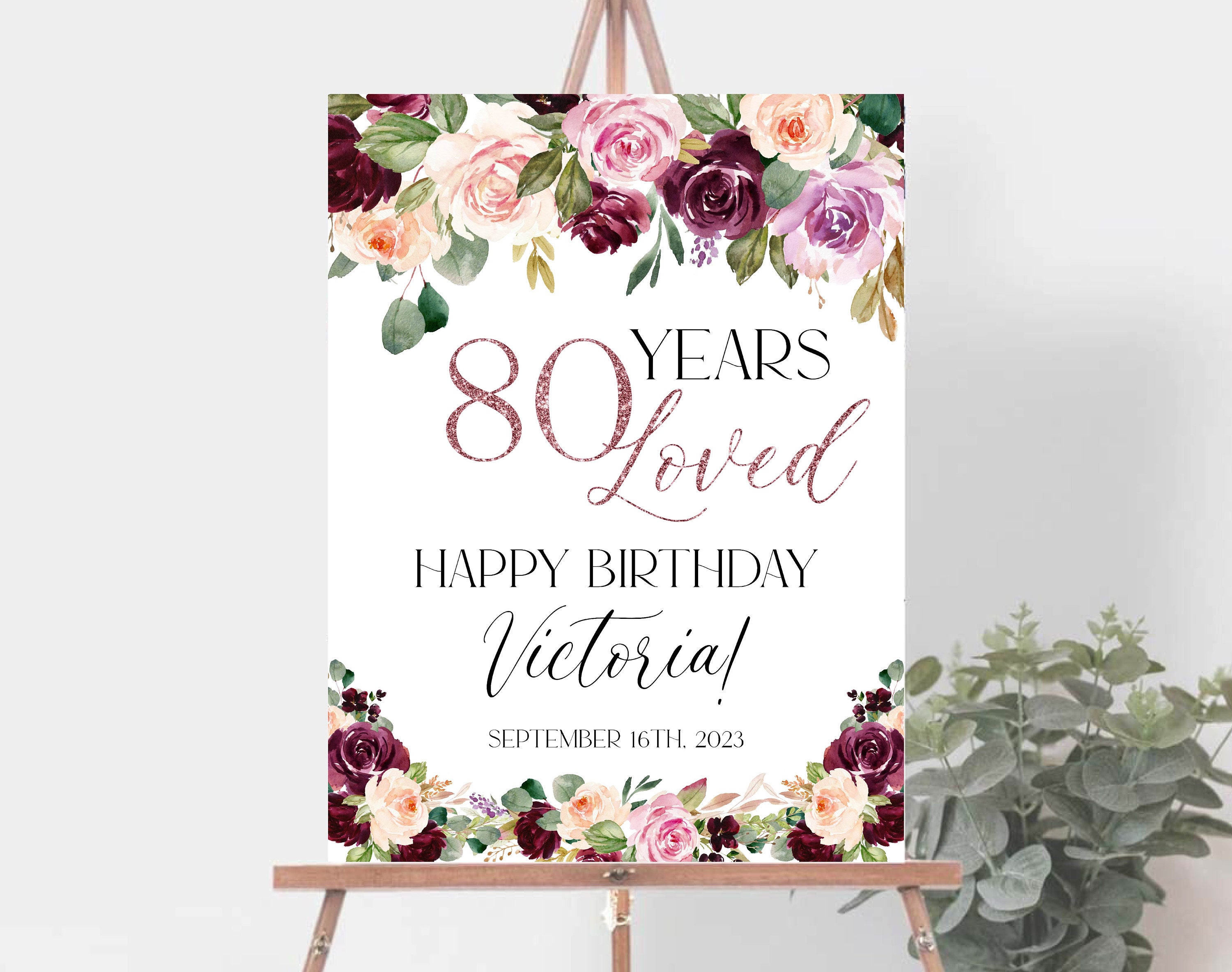 80 años amado cartel de bienvenida de la fiesta de cumpleaños - Etsy México