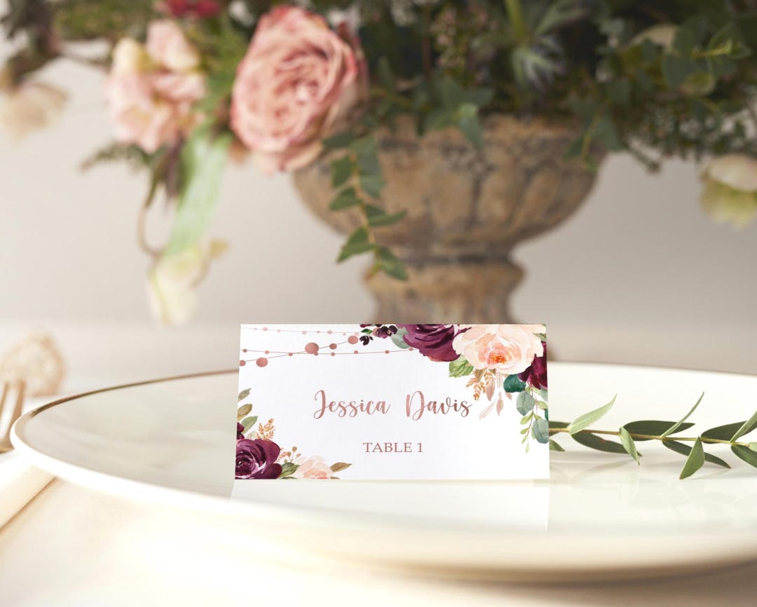 Place Card Editable Template, Table Name Card, Printable Seat Cards ...