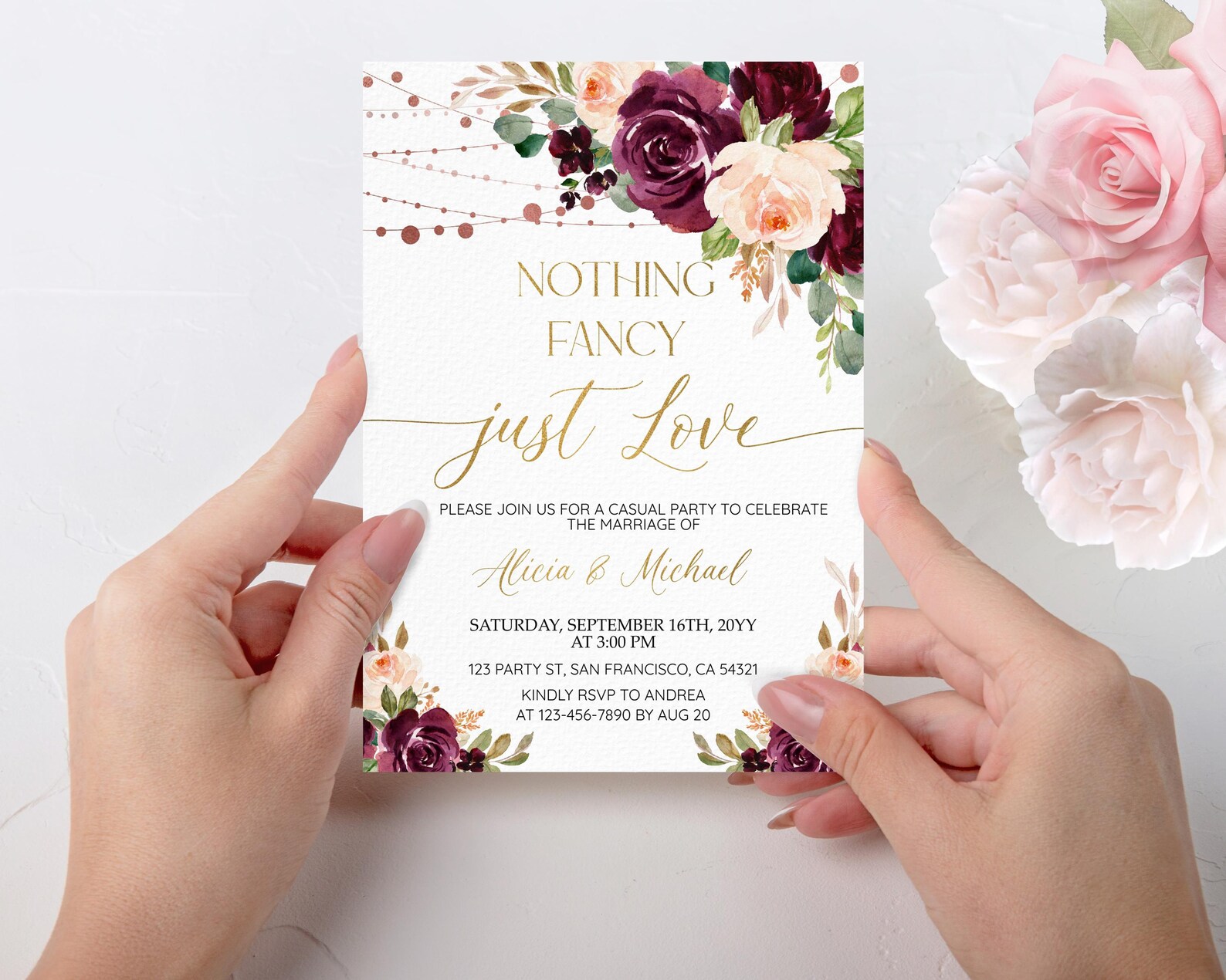 Nothing Fancy Just Love Wedding Invitation Template, Casual Wedding ...