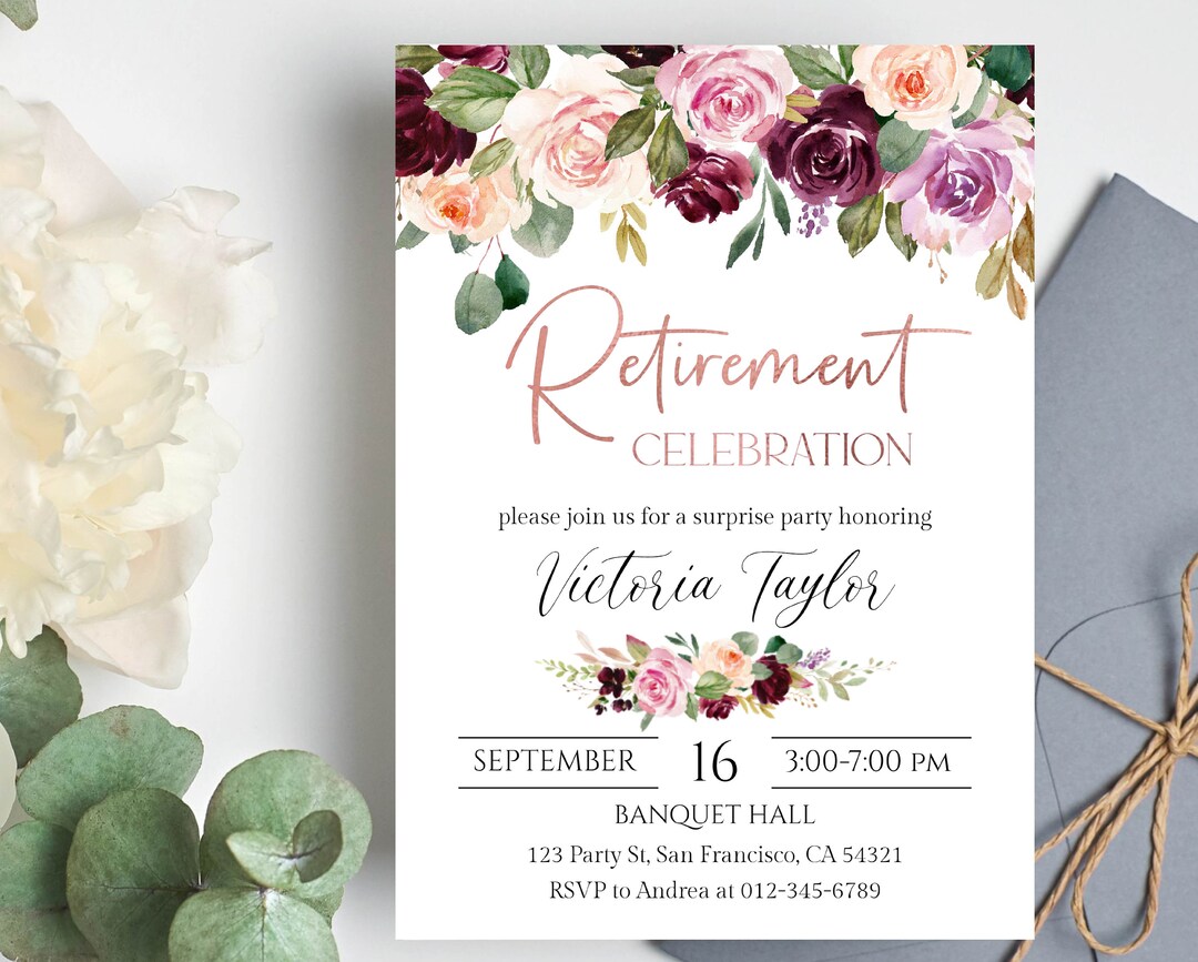 Editable Retirement Party Invitation for Women, Surprise Retirement ...