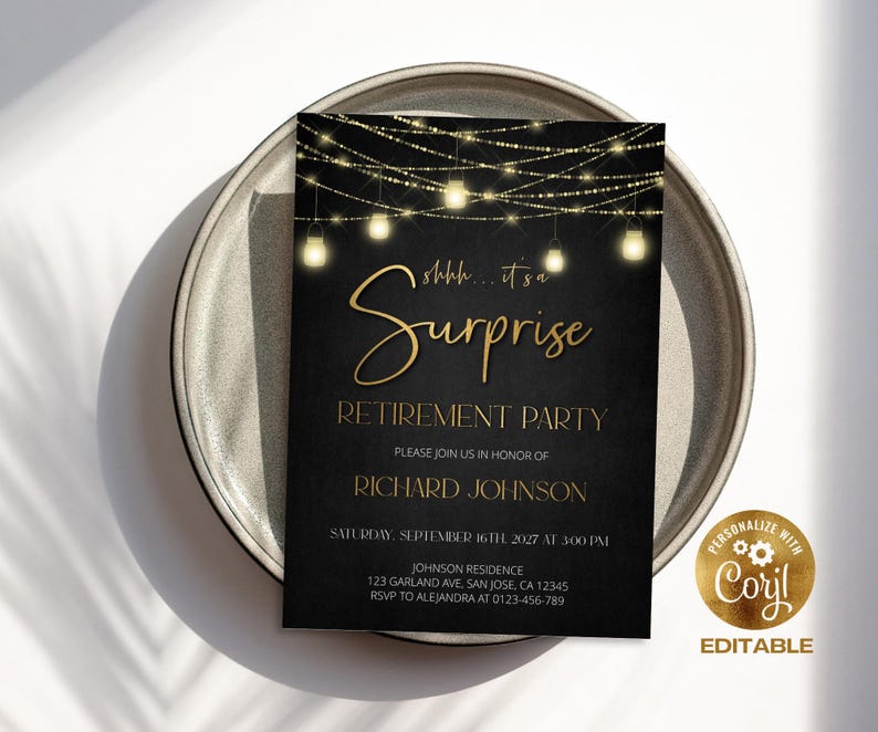 Editable Surprise Retirement Party Invitation Template, Retirement ...