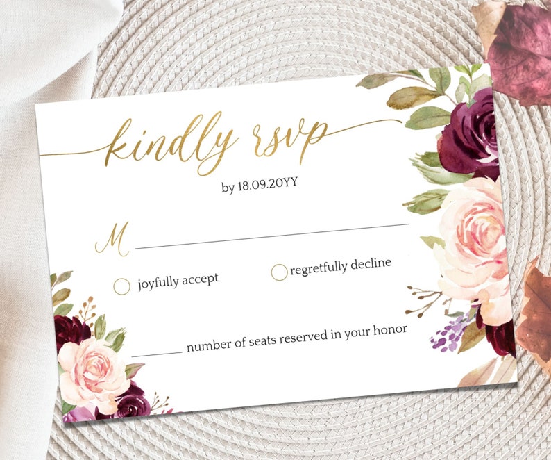 Editable Birthday RSVP Card Template, Kindly Reply Birthday Party ...