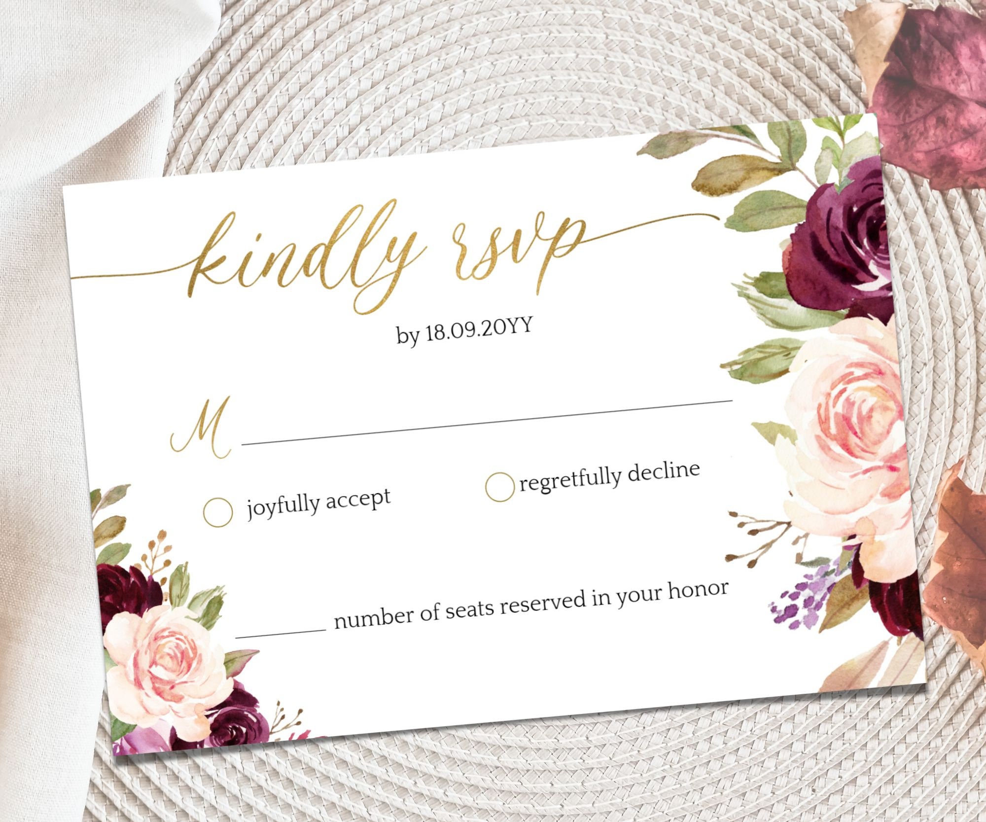 Editable Birthday RSVP Card Template, Kindly Reply Birthday Party ...