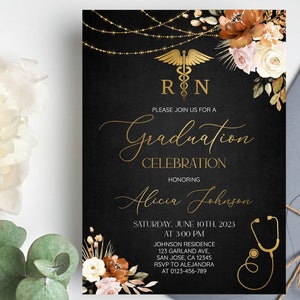 Editable Nursing Graduation Invitation, Registered Nurse Invitation, RN ...