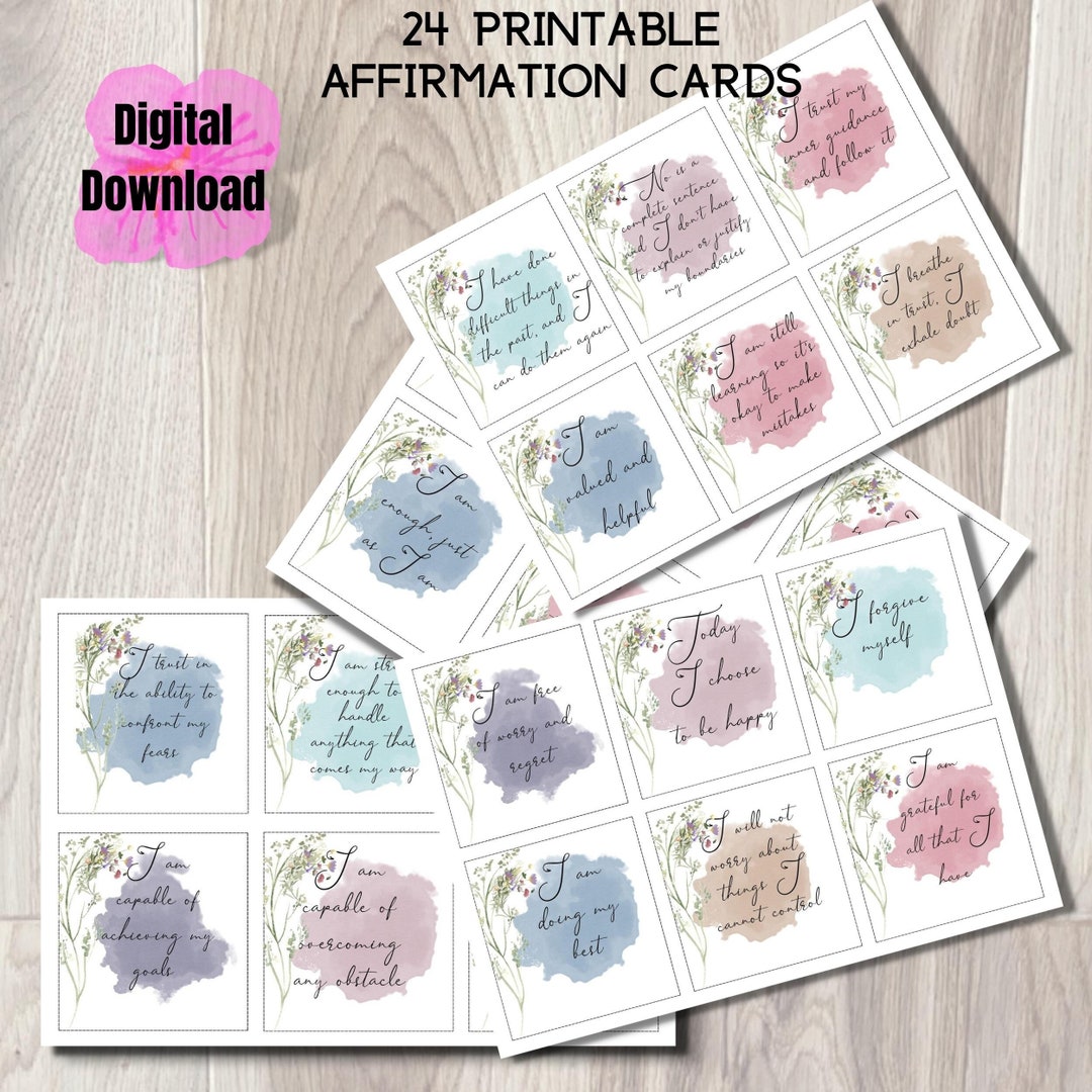 24 Affirmation Cards Digital Download. Each of the Affirmation is ...