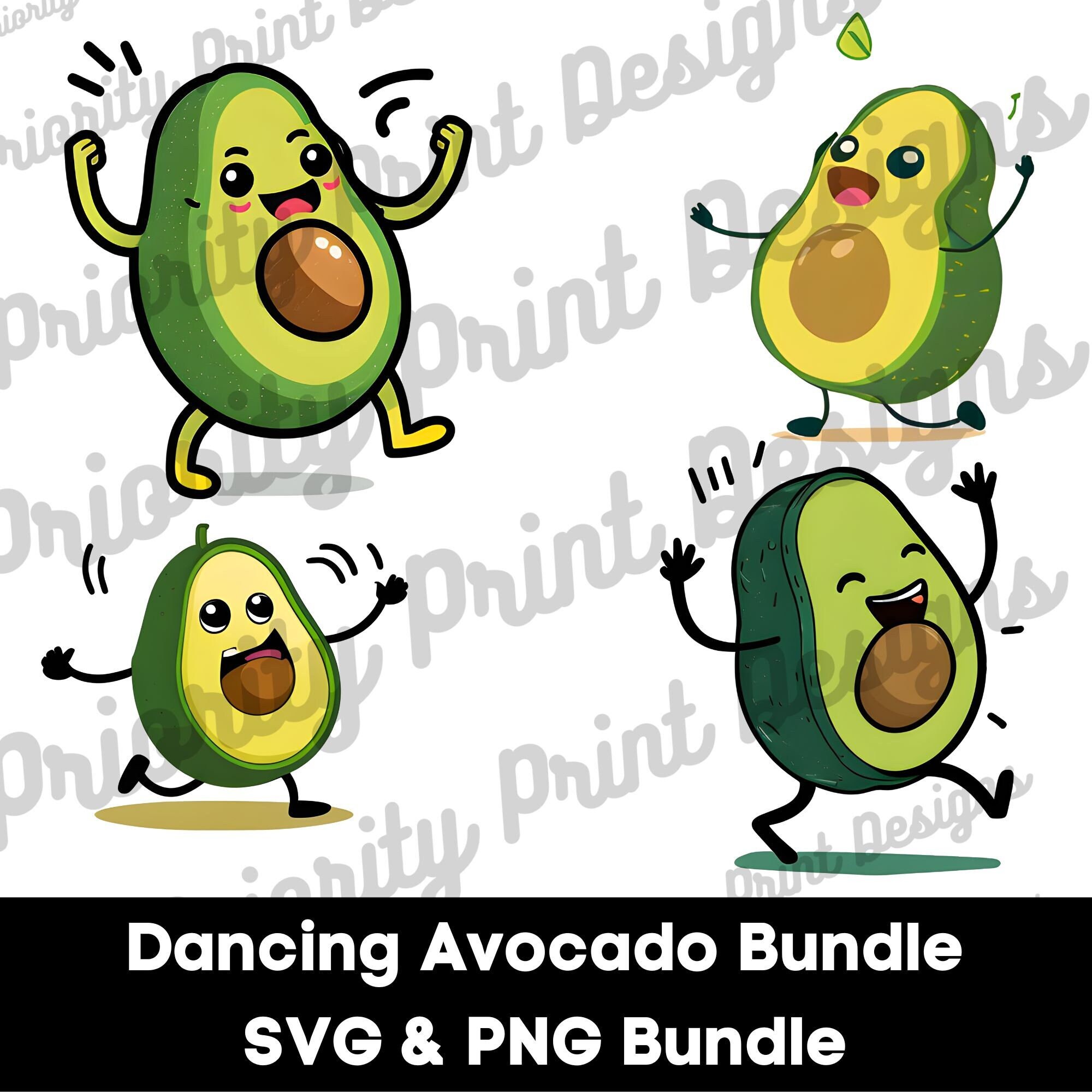 Dancing Avocado SVG PNG Design Bundle Guacamole Mexican Taco Burrito ...
