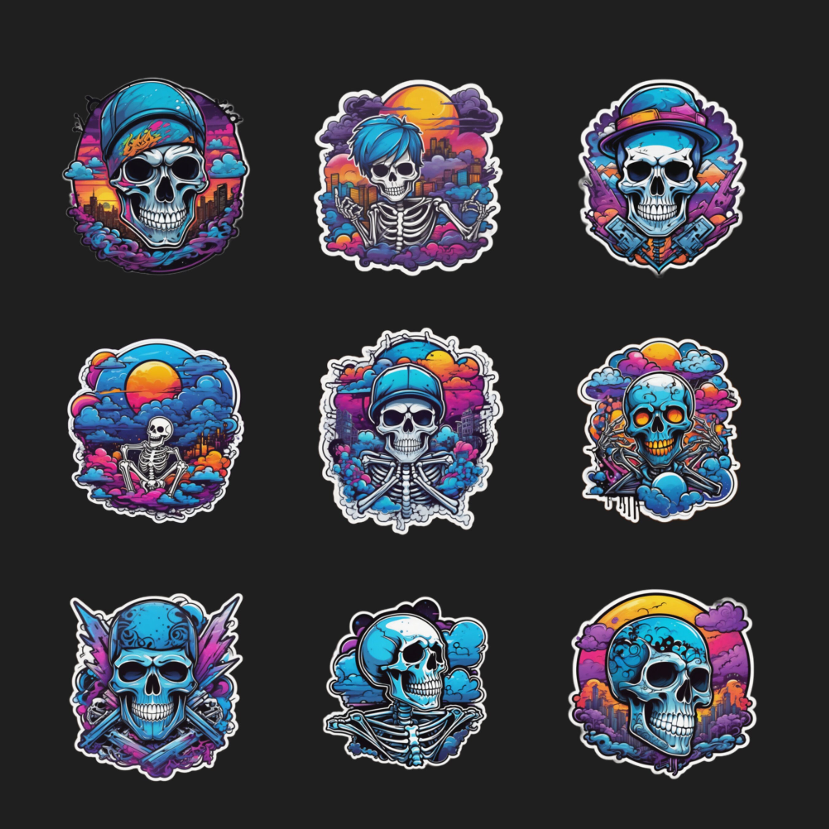 50 Skeleton PNG Commercial Use Retro Skeleton Graffiti - Etsy