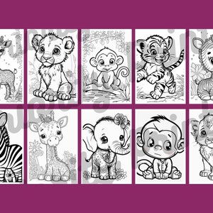 10 Baby Safari Animal Coloring Pages, Digital Download Coloring Book ...
