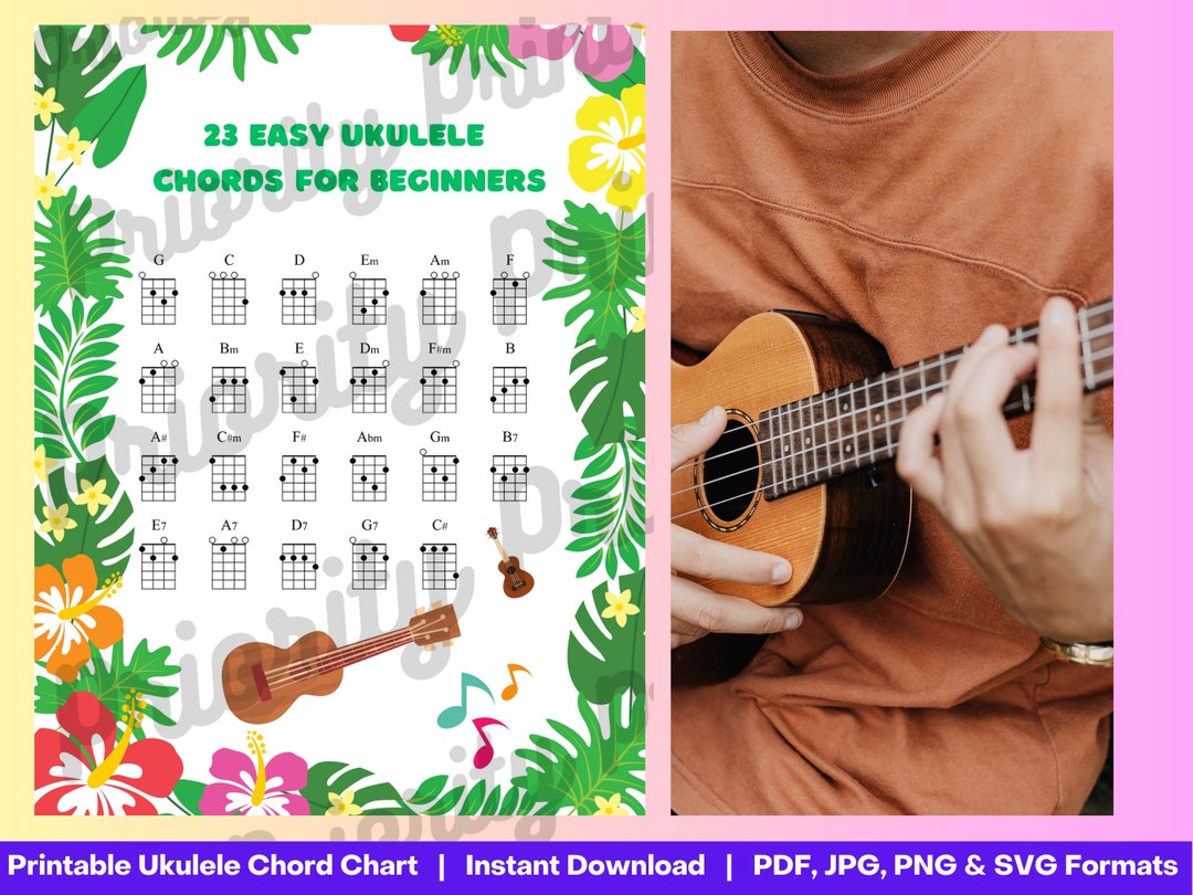 Beginner Ukulele Chords, Easy Uke Chords, Chart, Poster, Instant ...