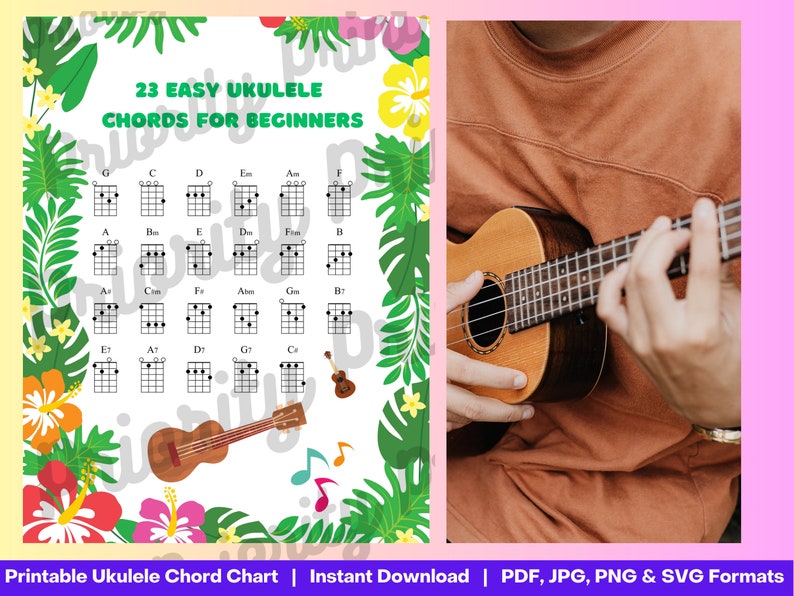 Beginner Ukulele Chords Easy Uke Chords Chart Poster - Etsy