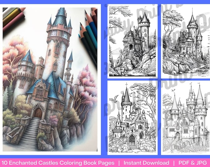 Neuschwanstein Castle Learning Coloring Page | Both Digital and ...
