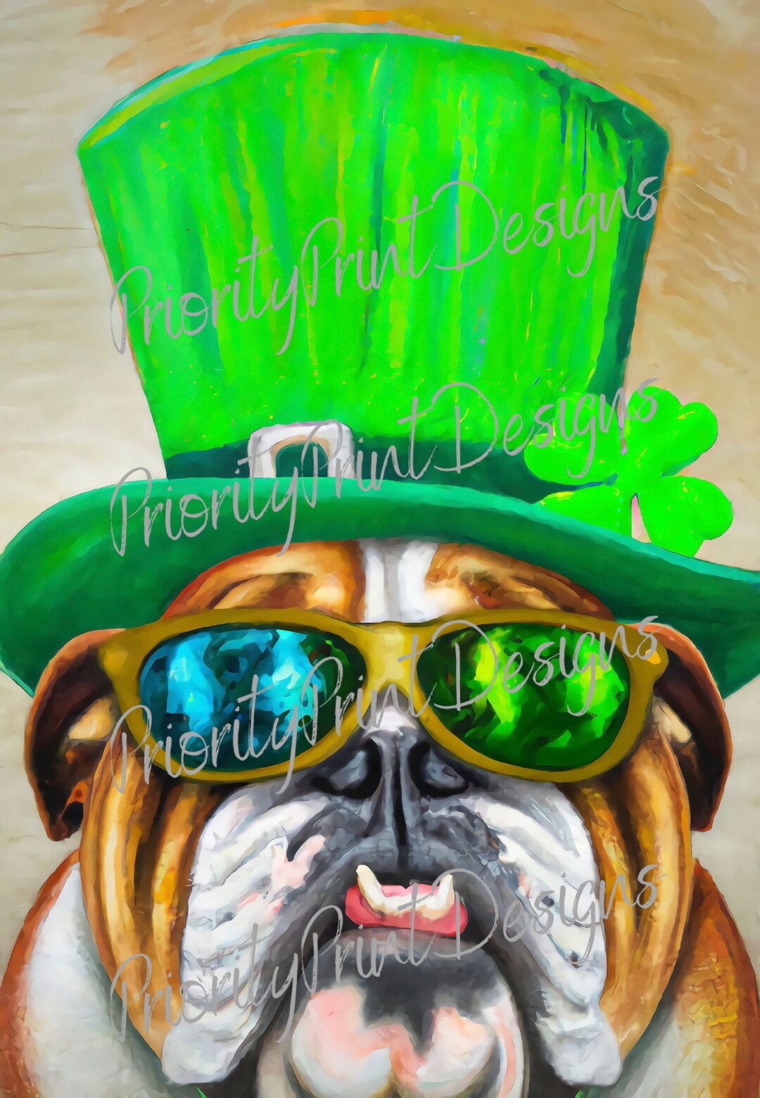 St Patricks Day Bulldog Printable Wall Art | St Pattys Day Bulldog Gift ...