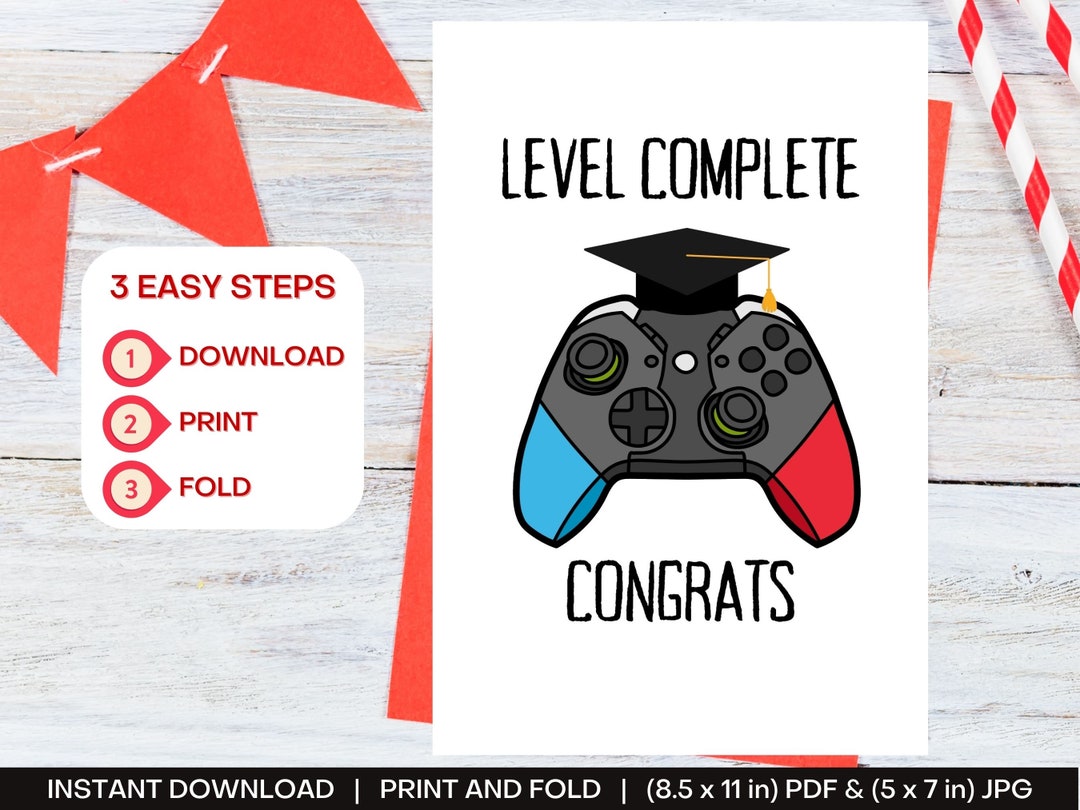 Level Complete Graduation Card - Funny Grad Card - Senior 2023 2024 ...