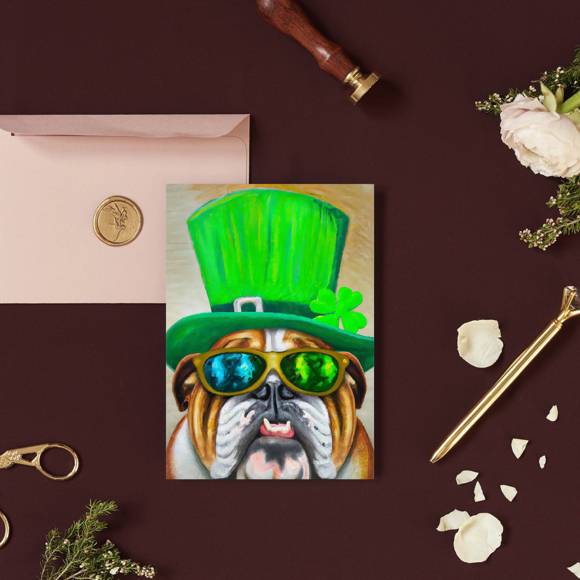 St Patricks Day Bulldog Printable Wall Art St Pattys Day Bulldog Gift ...