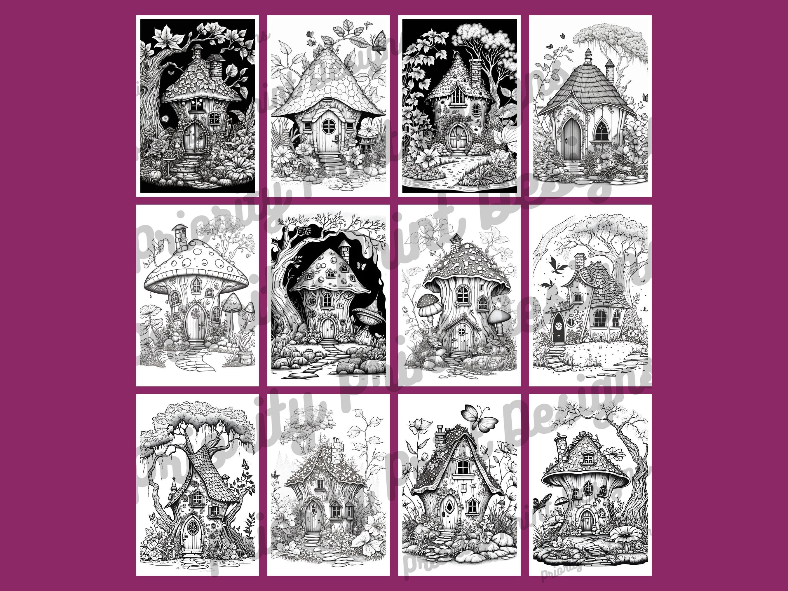 Fairy Houses Coloring Book | Printable Coloring Pages | Instant ...