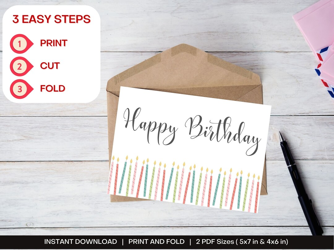 Simple Printable Birthday Card Birthday Card Printable Digital Birthday ...