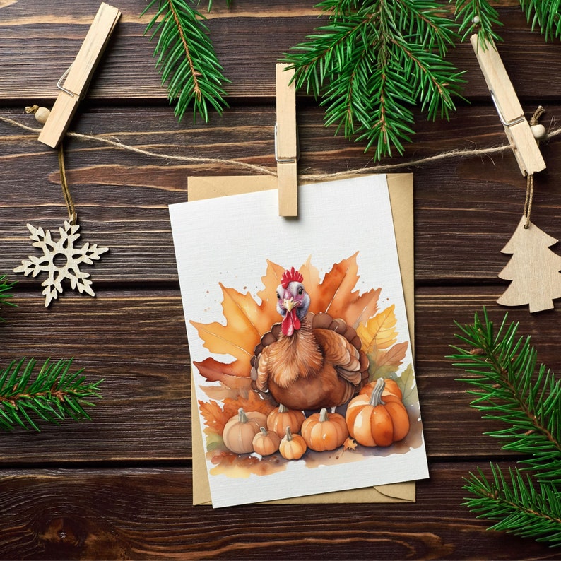 20 Cute Turkeys Vintage Watercolor Clipart Set, Thanksgiving Turkey Day ...