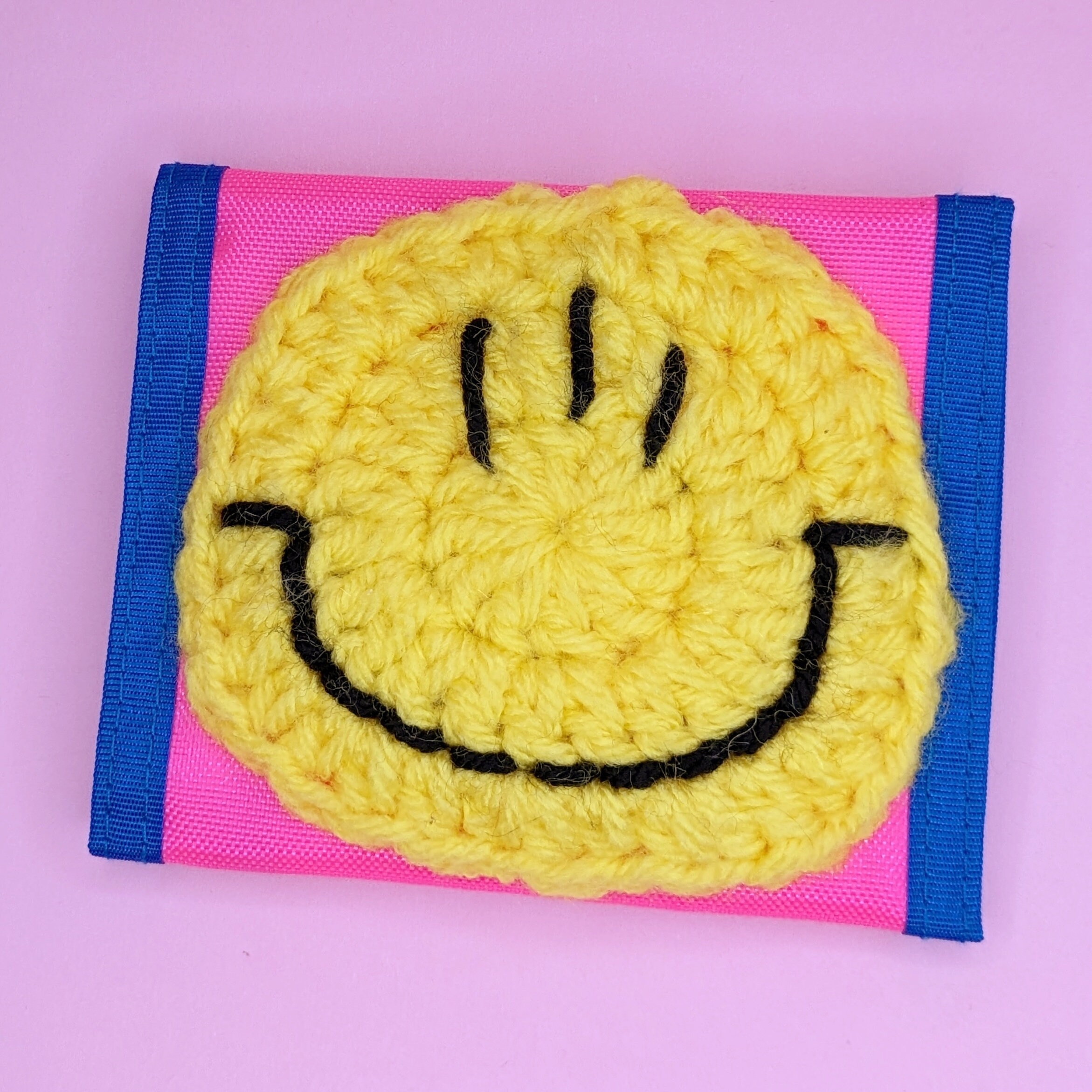 Neon 90s Velcro Wallets With Smiley Face Crochet Patches - Etsy
